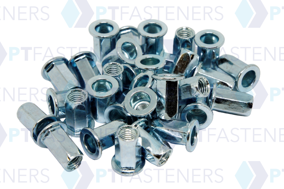 Rivnut / Steel / Large Flange / Full Hex Body / M5 (100 pcs) | PT Fasteners